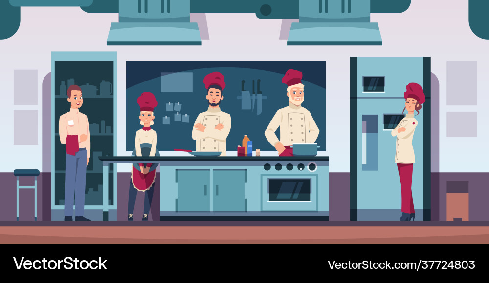 Restaurant kitchen cartoon cuisine interior Vector Image
