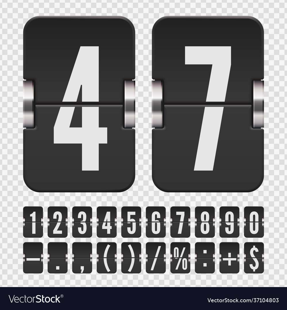 Set flip numbers and symbols on dark mechanical Vector Image