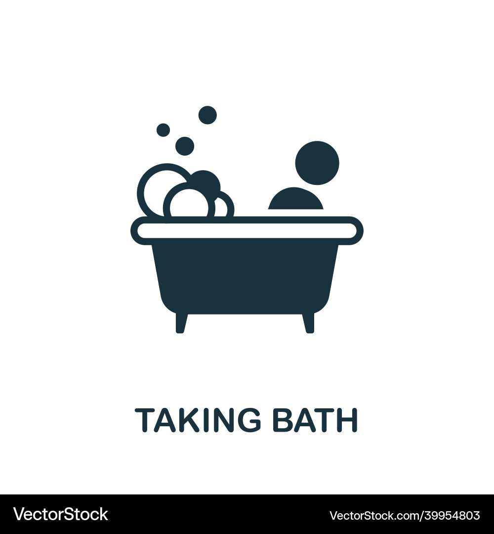 Taking bath icon monochrome sign from home rest Vector Image