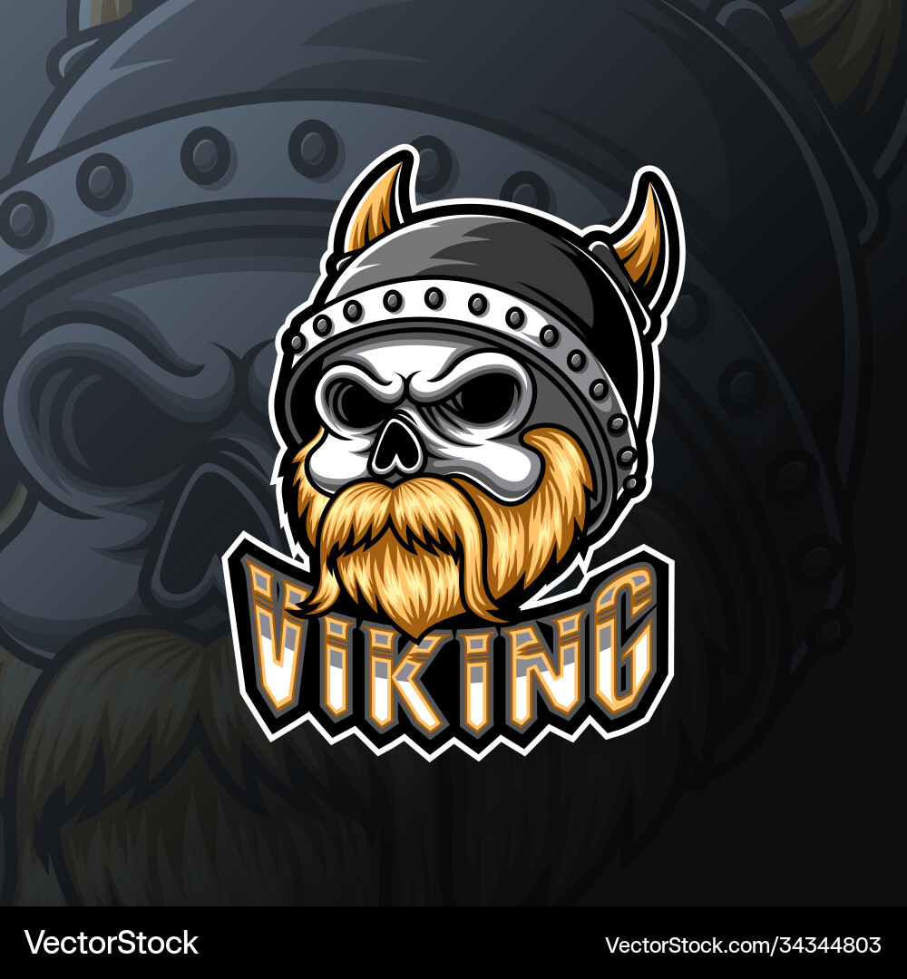 Viking skull mascot e sport logo design Royalty Free Vector