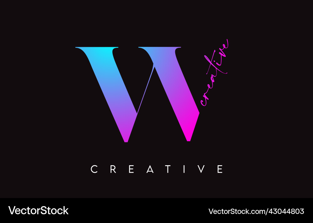 W letter design with creative cut and serif font Vector Image