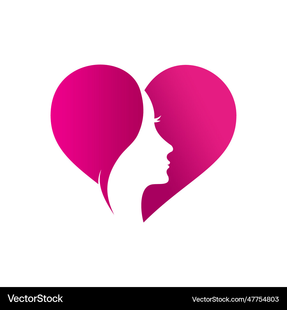 Women heart flat style logo Royalty Free Vector Image