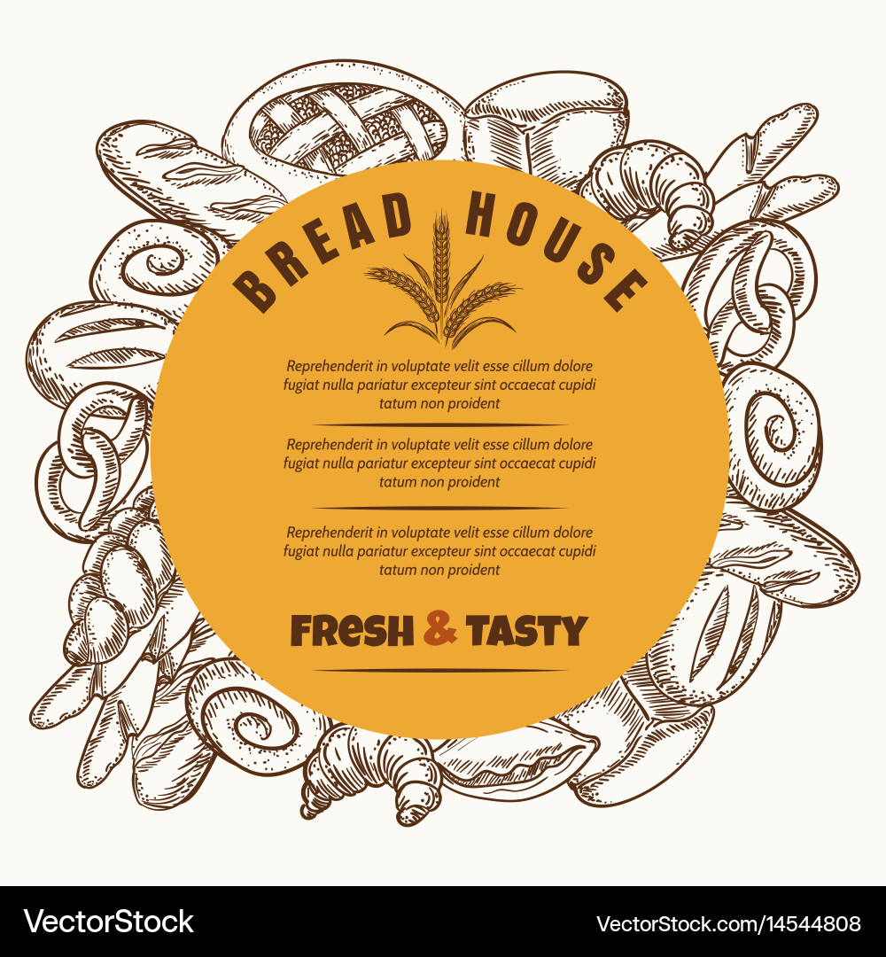 Bread house round banner design Royalty Free Vector Image
