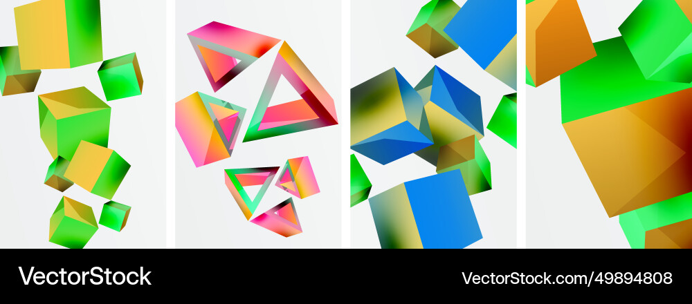 Composition of 3d cubes and other geometric Vector Image