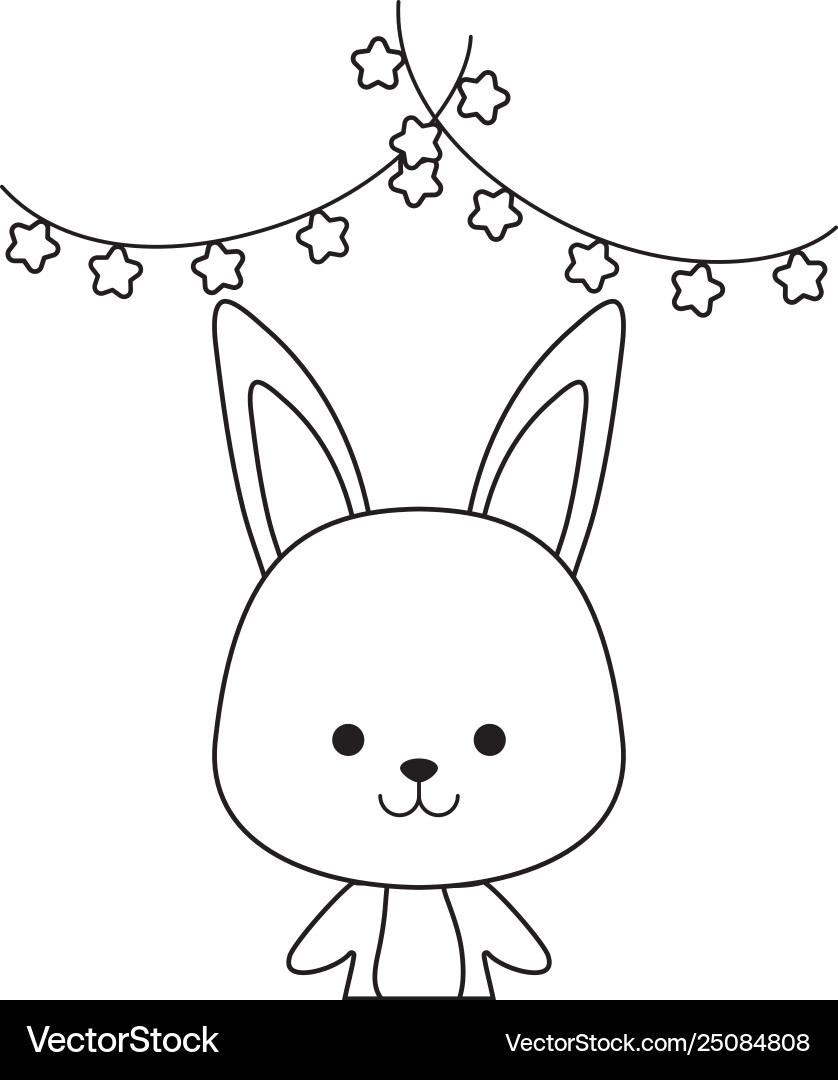 Cute rabbit animal with garlands hanging Vector Image