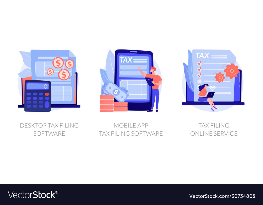 Desktop tax filing software concept Royalty Free Vector Desktop tax filing software concept Royalty Free Vector