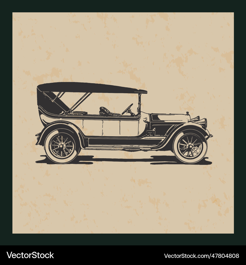 Hand drawn vintage car retro style Royalty Free Vector Image