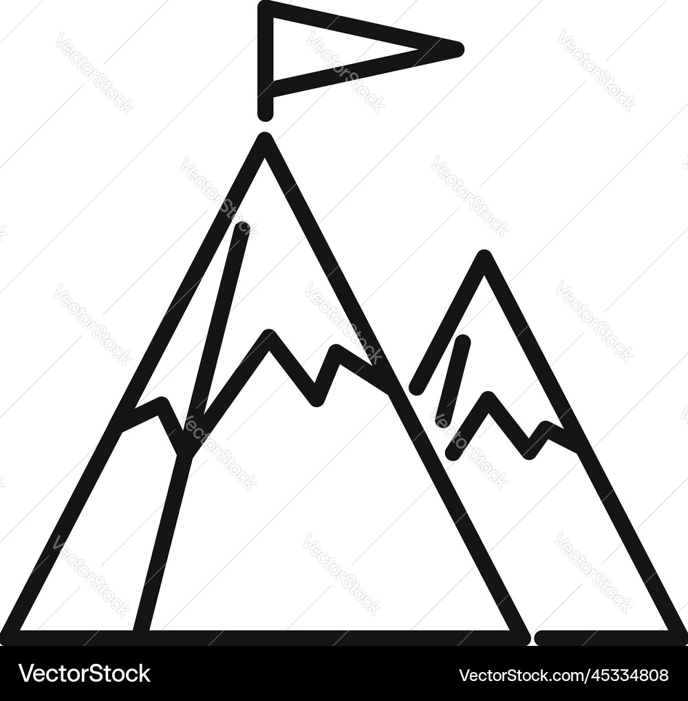 Leadership flag on mountain icon outline Vector Image