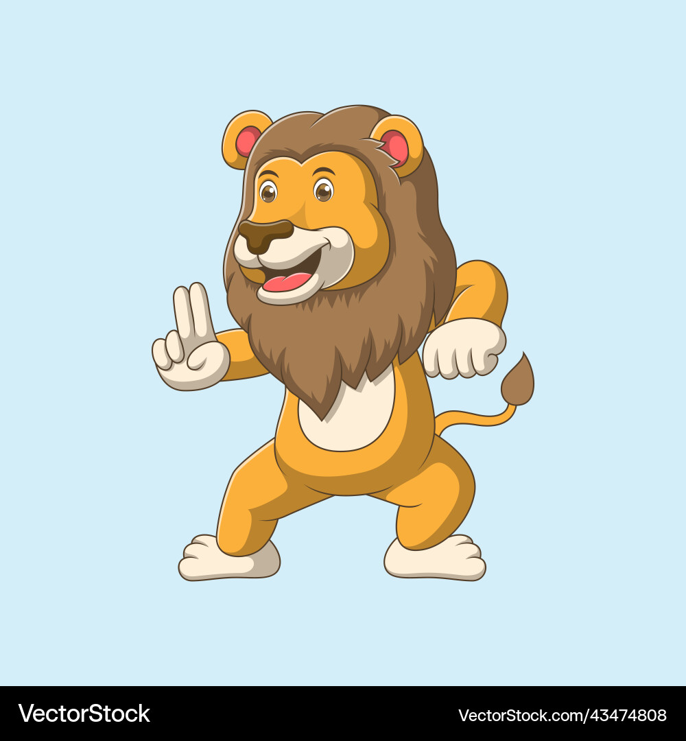 Lion cartoon with fighting style Royalty Free Vector Image