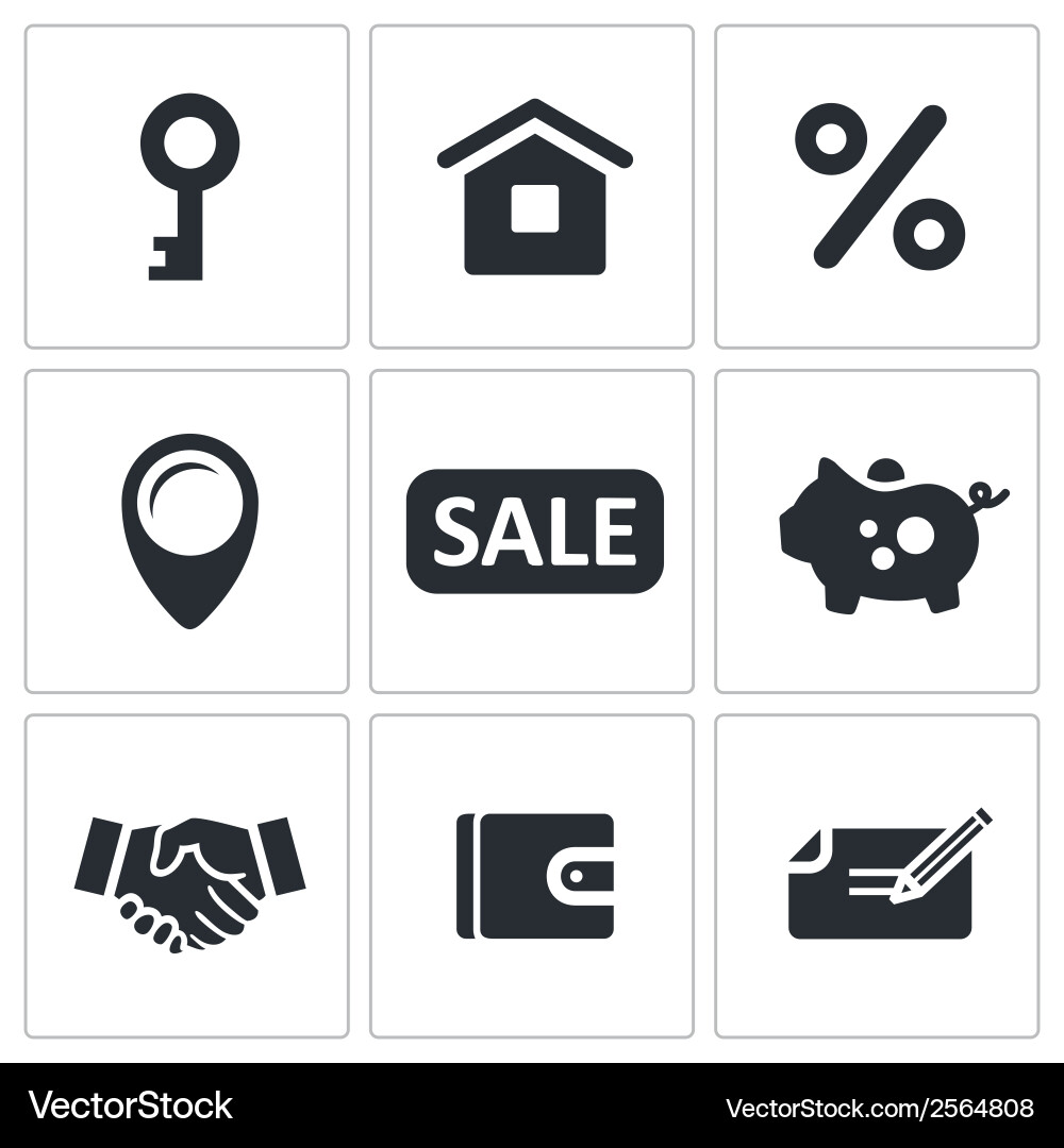 Real estate deal icon set Royalty Free Vector Image