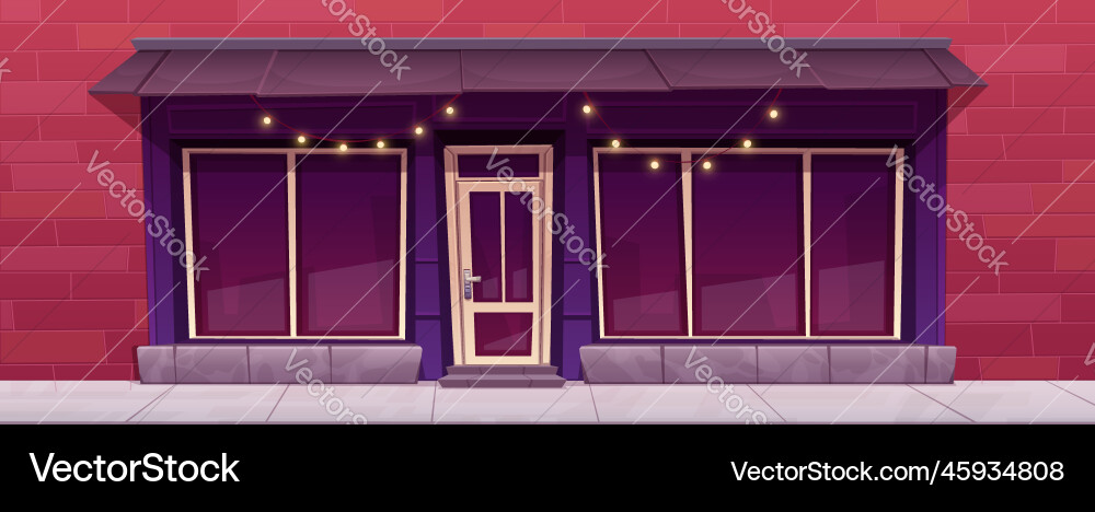 Shop facade with garland traditional store front Vector Image