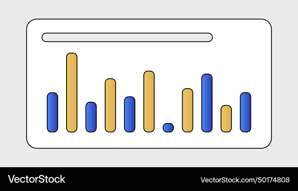 Stylized bar graph infographic in blue and yellow Vector Image