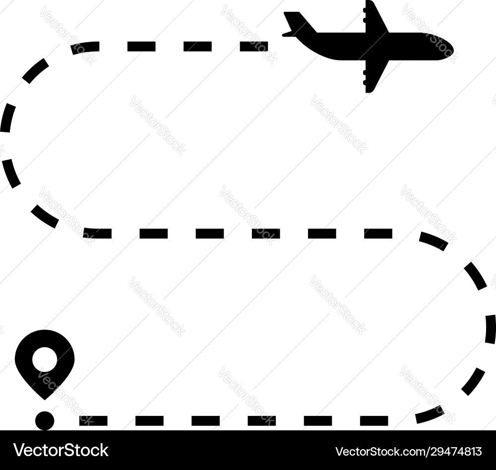 Airplane flight like travel route Royalty Free Vector Image