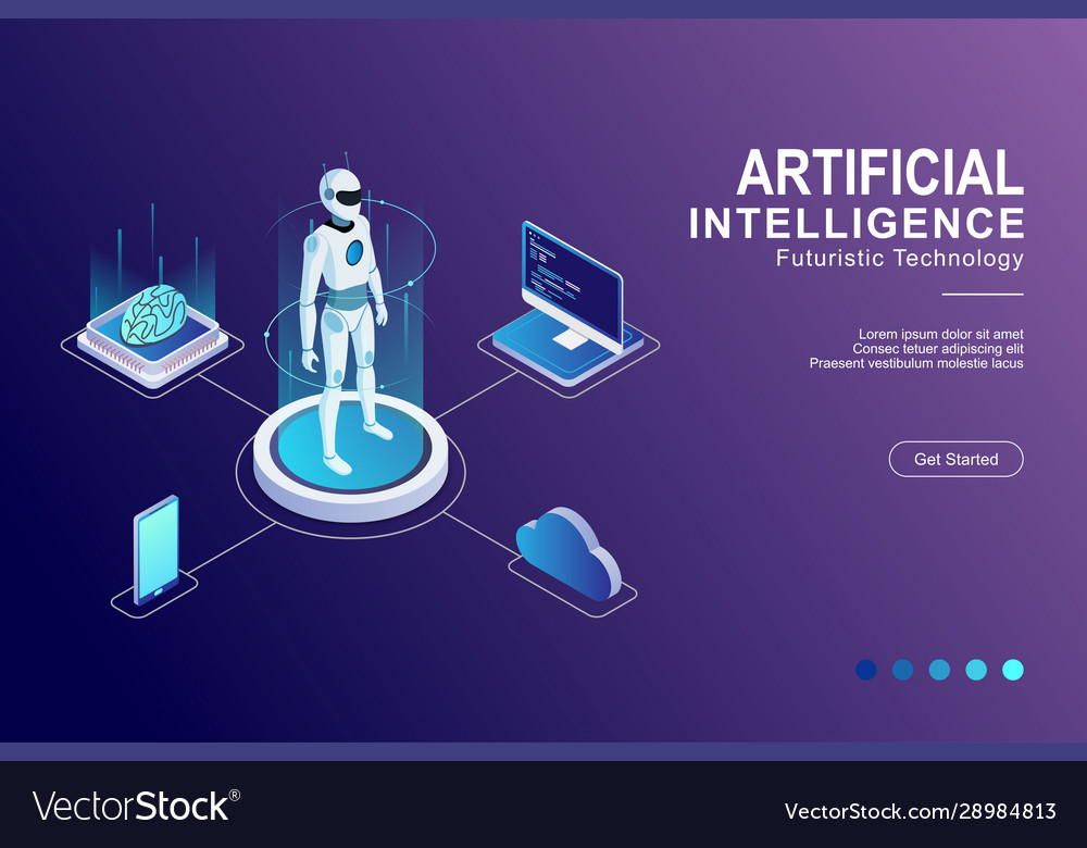 Artificial intelligence digital brain Royalty Free Vector