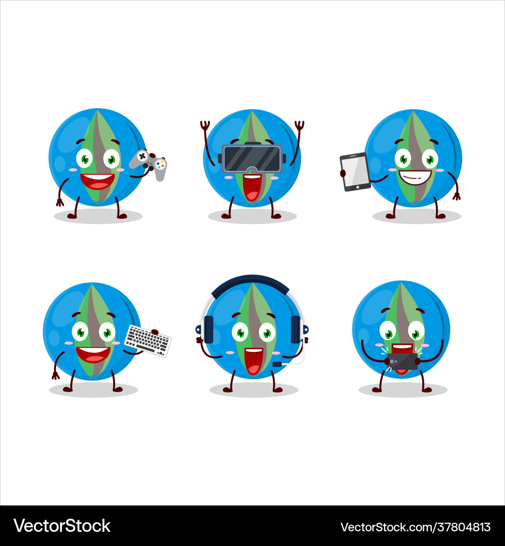 Blue marbles cartoon character are playing games Vector Image