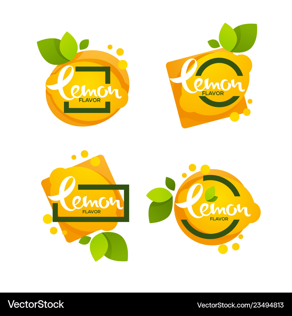Bright sticker emblem and logo for lemon citrus Vector Image