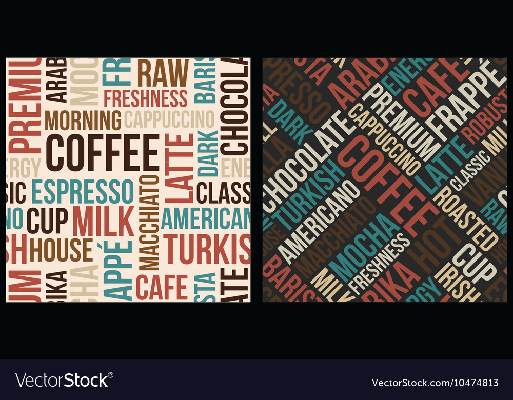 Coffee words pattern Royalty Free Vector Image