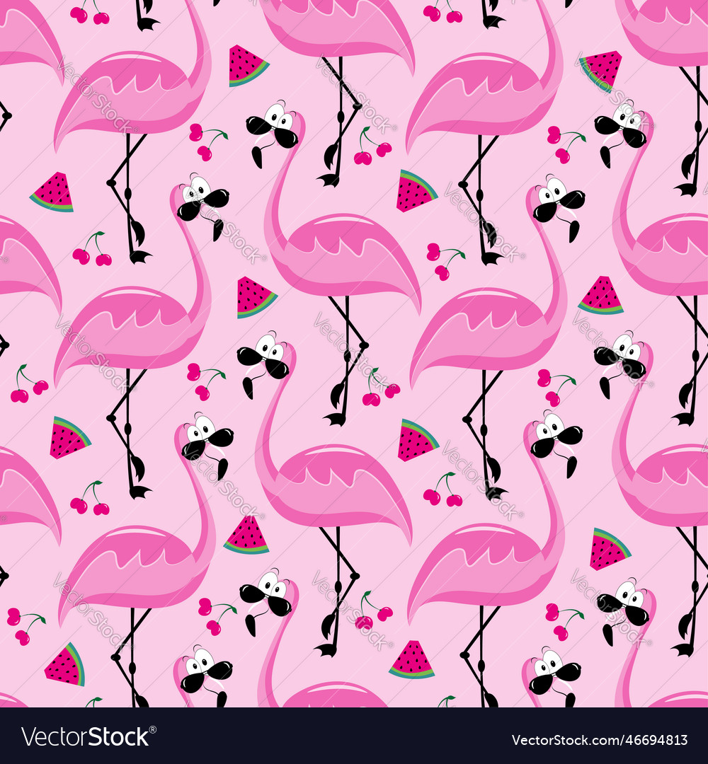 Cool flamingos seamless pattern Royalty Free Vector Image