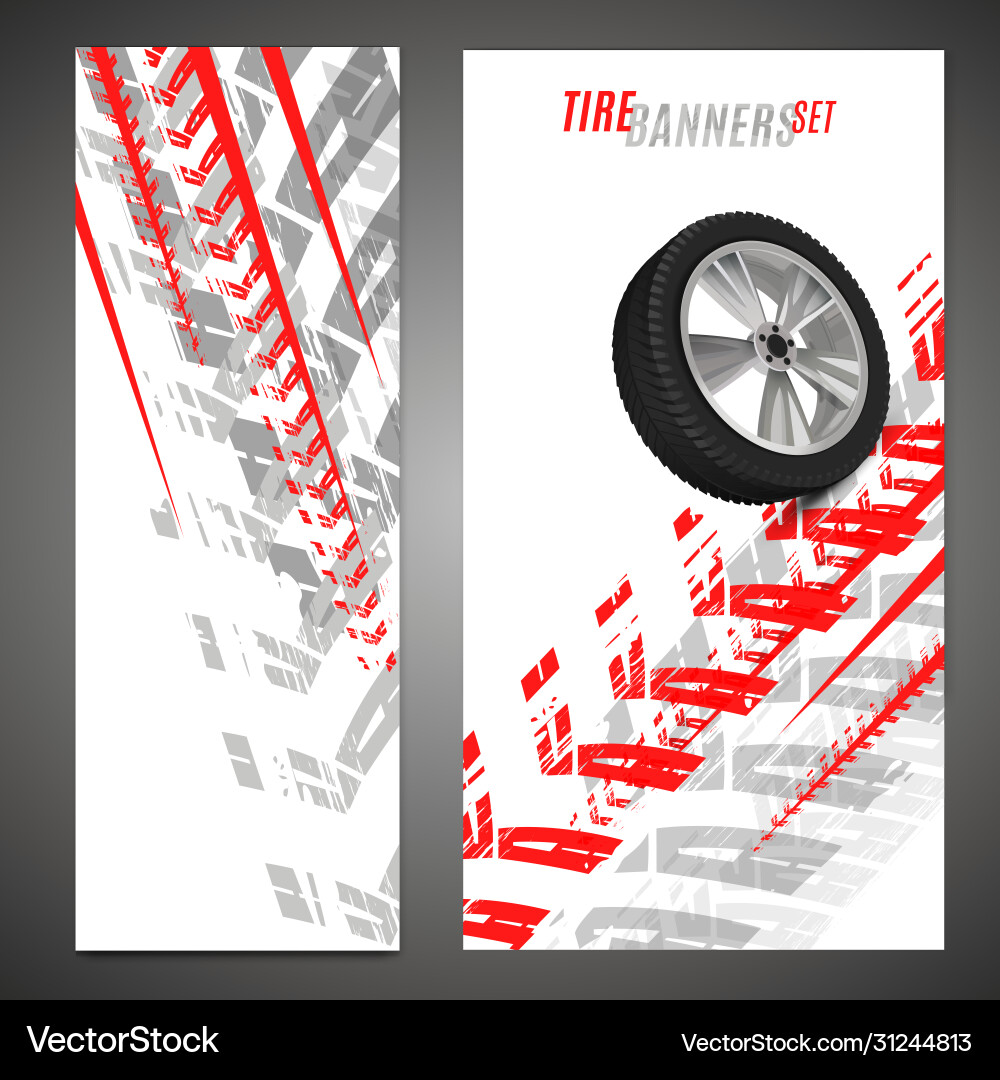 Grunge tire banner set 544 Royalty Free Vector Image