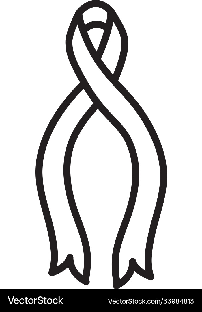 Large awareness ribbon icon line style Royalty Free Vector