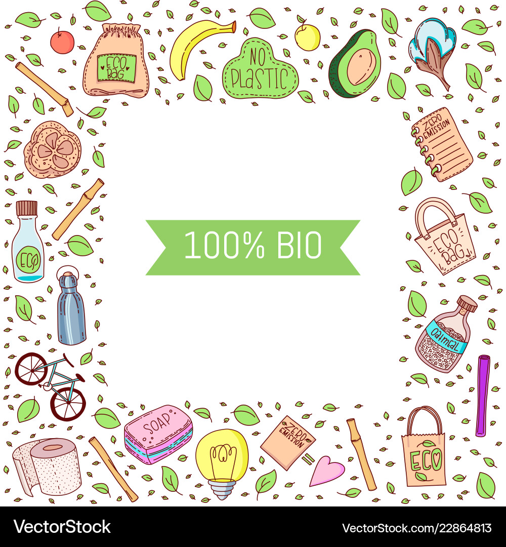 No plastic zero waste eco lifestyle Royalty Free Vector