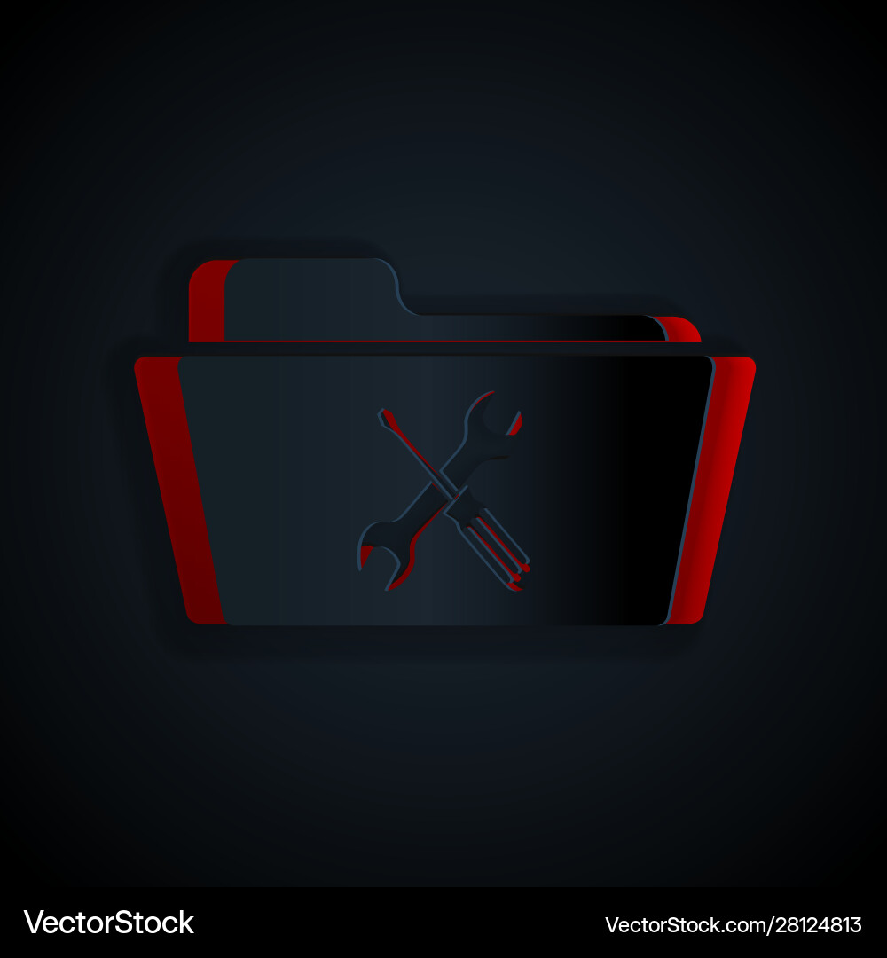 Paper cut folder with screwdriver and wrench icon Vector Image