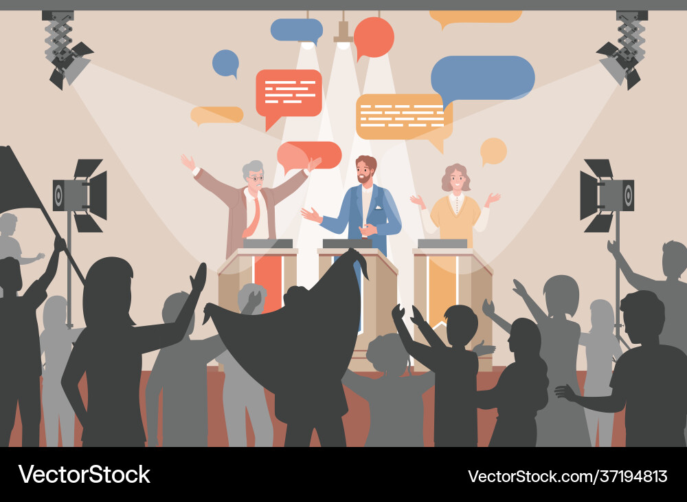 Public debates political candidates flat Vector Image