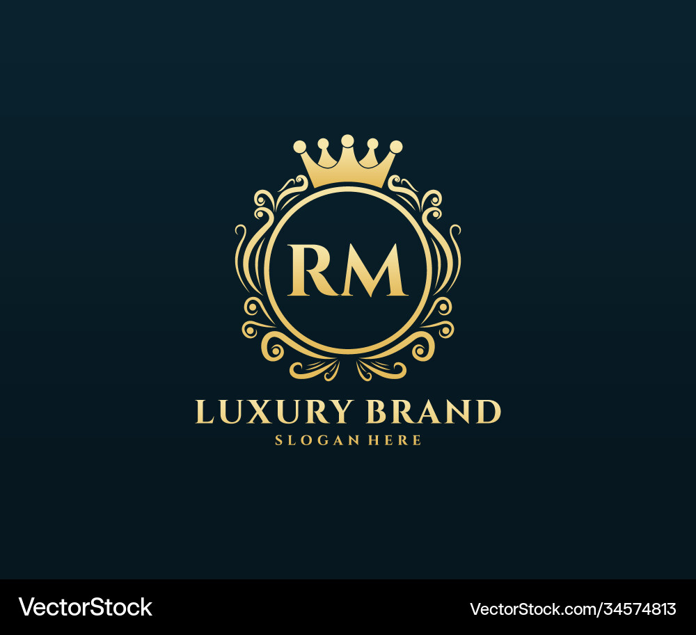 Rm initial letter gold calligraphic feminine Vector Image