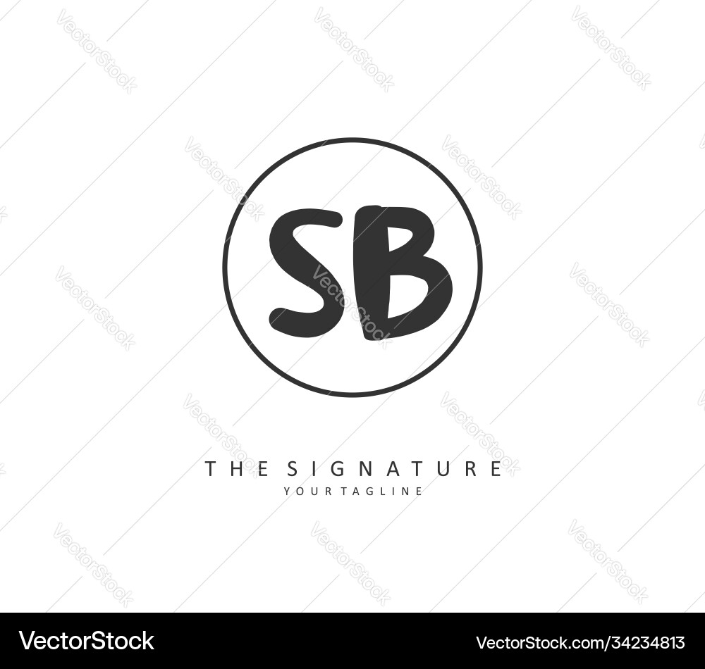 S b sb initial letter handwriting and signature Vector Image