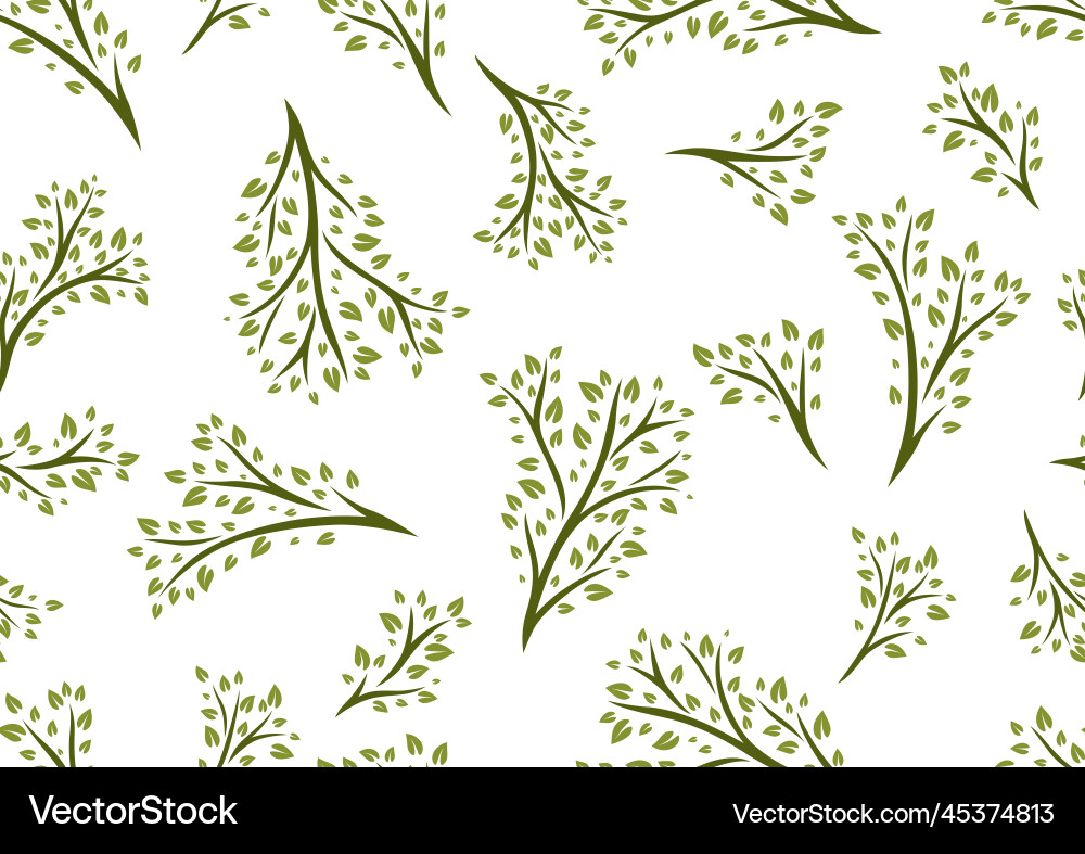 Seamless pattern of sprigs with green leaves Vector Image