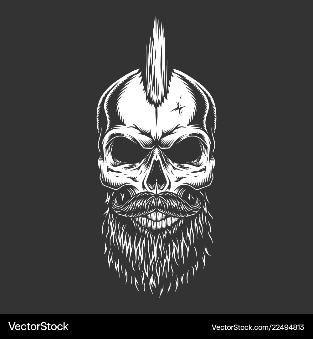 Vintage monochrome male skull Royalty Free Vector Image