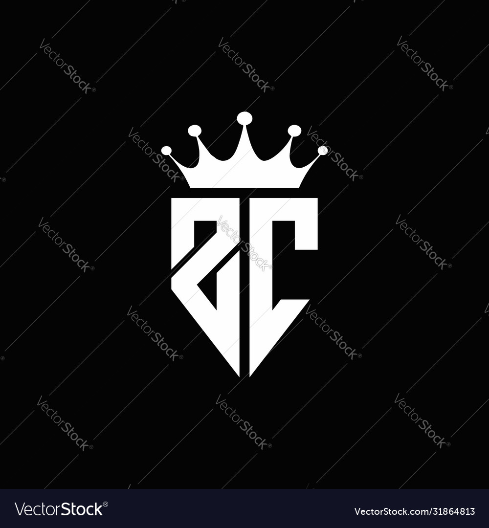 Zc logo monogram emblem style with crown shape Vector Image