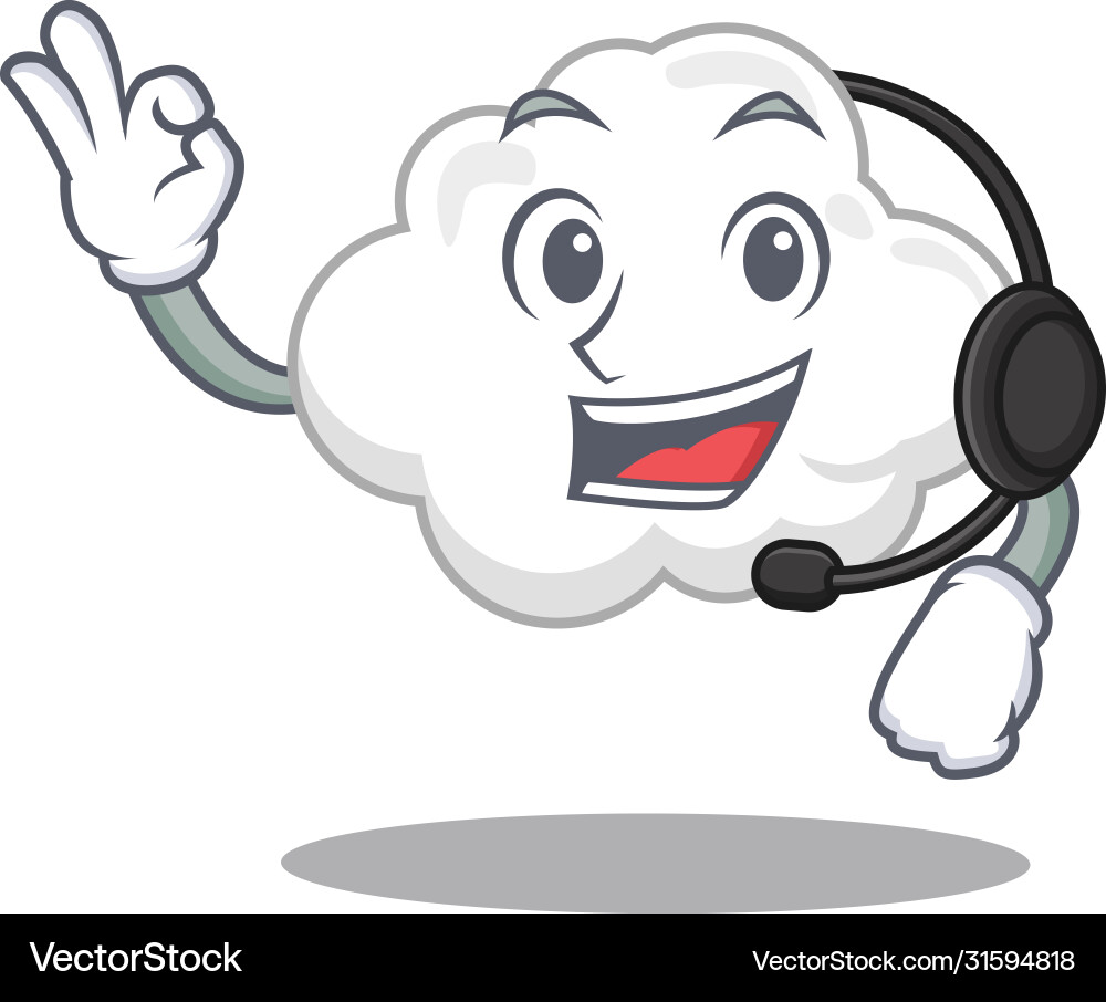 A gorgeous white cloud mascot wearing headphone Vector Image