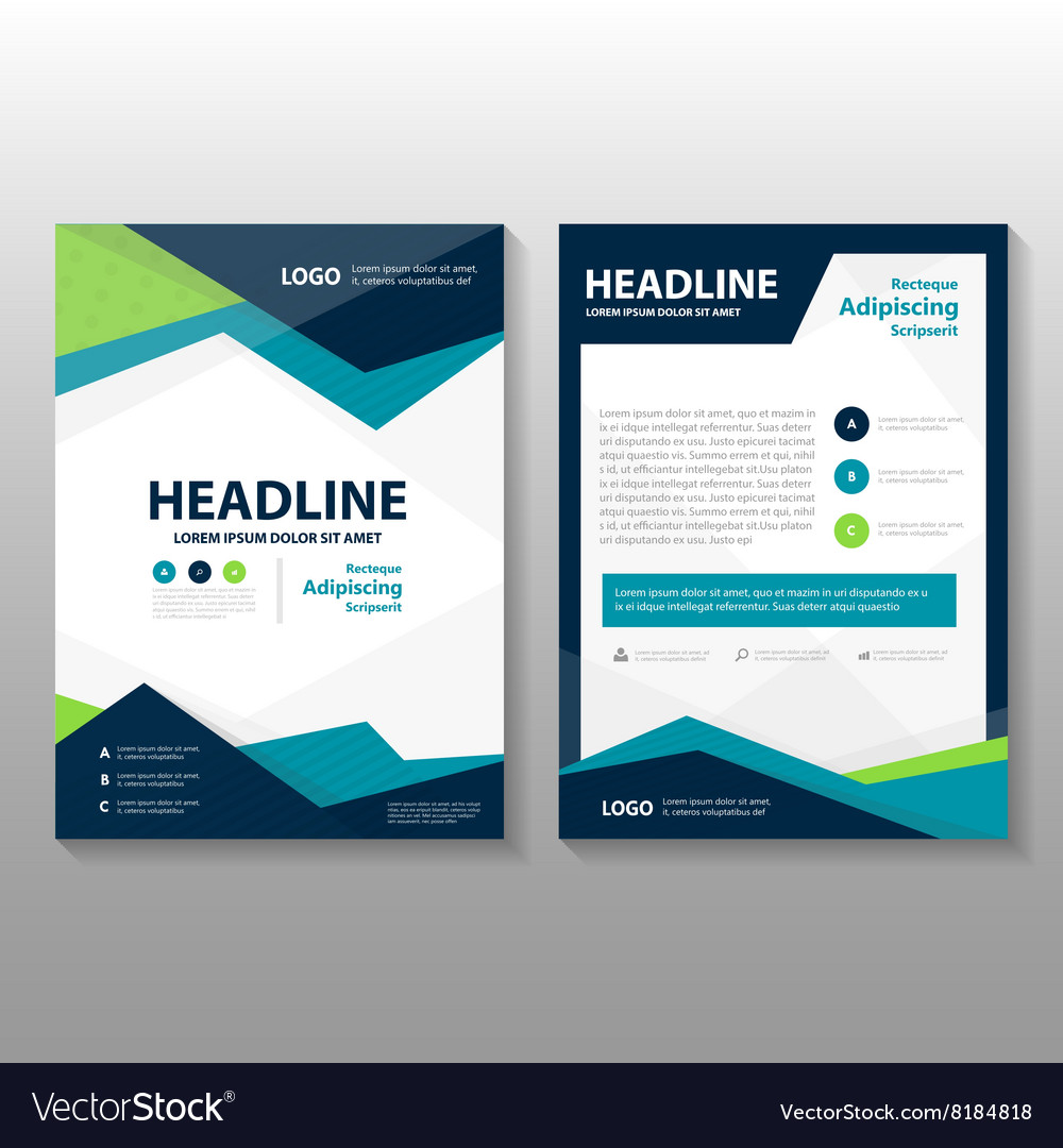 Blue Green Annual Report Leaflet Brochure Flyer Vector Image