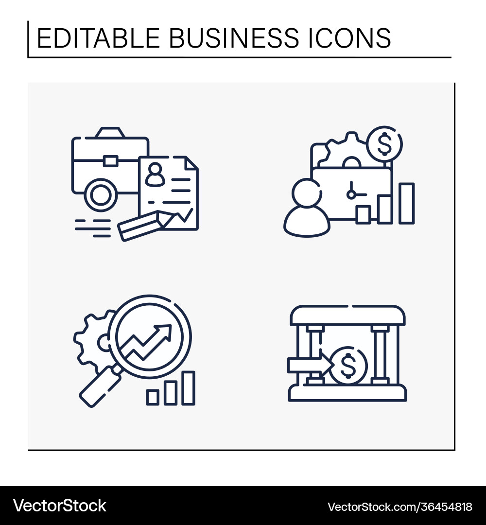Business incubator line icons set Royalty Free Vector Image