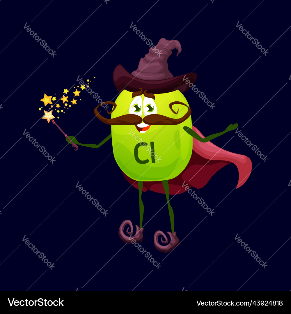 Cartoon chlorium micronutrient warlock character Vector Image