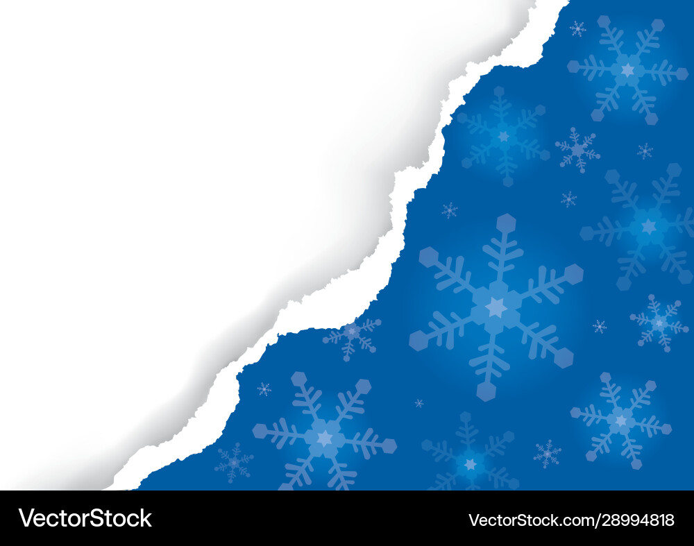 Christmas ripped paper blue background Royalty Free Vector