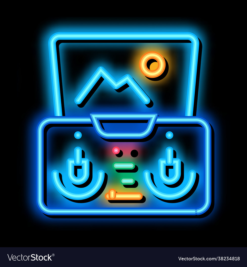 Drone smartphone app remote controle neon glow Vector Image Drone smartphone app remote controle neon glow Vector Image