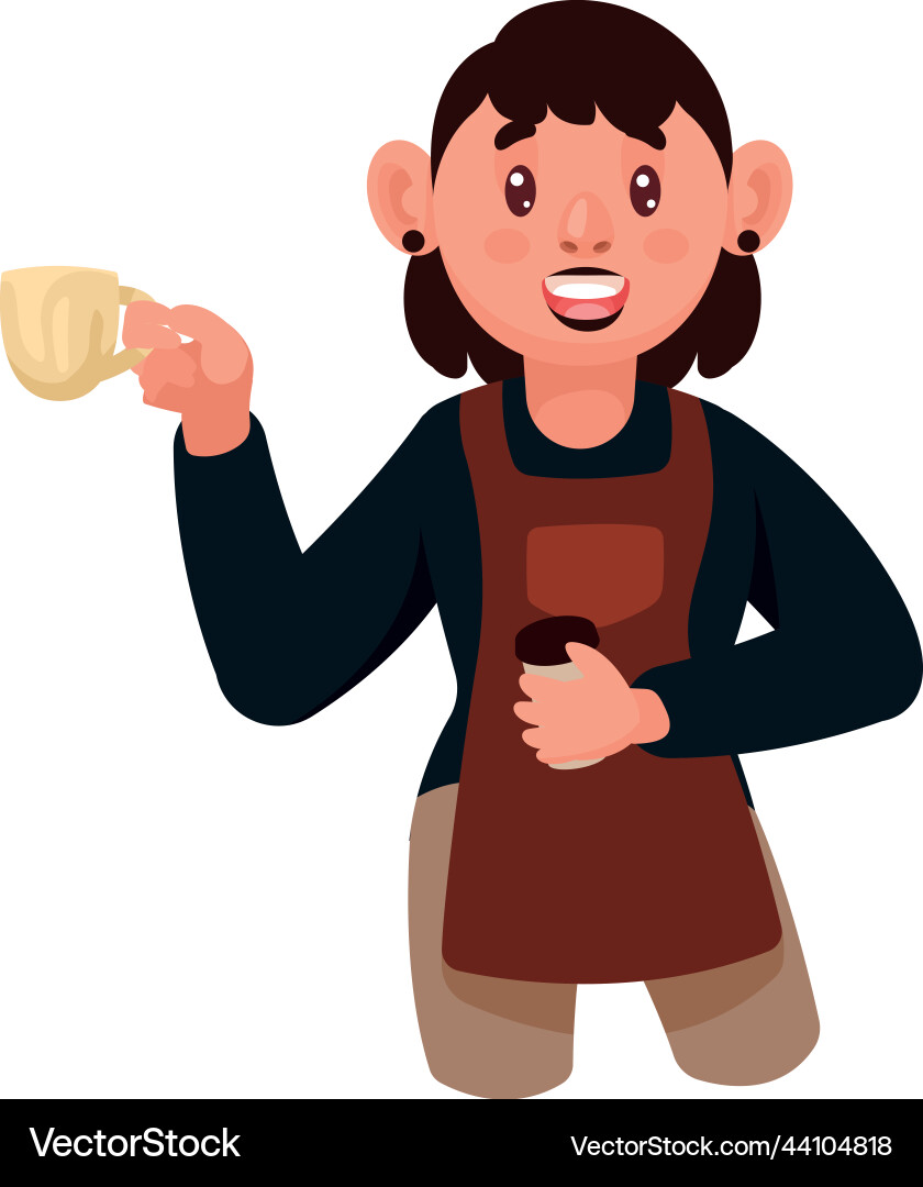 Female barista with coffee cup Royalty Free Vector Image