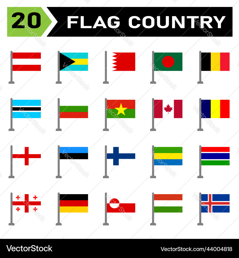 Flag country icon set include Royalty Free Vector Image