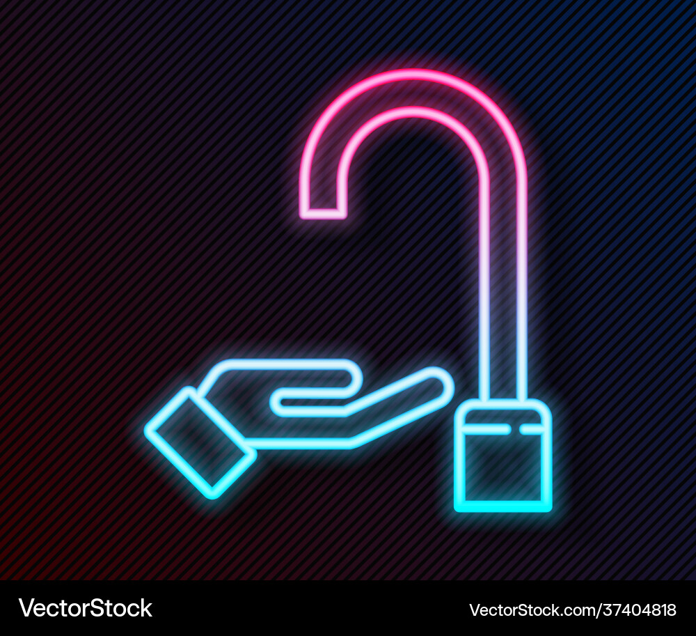 Glowing neon line washing hands with soap icon Vector Image