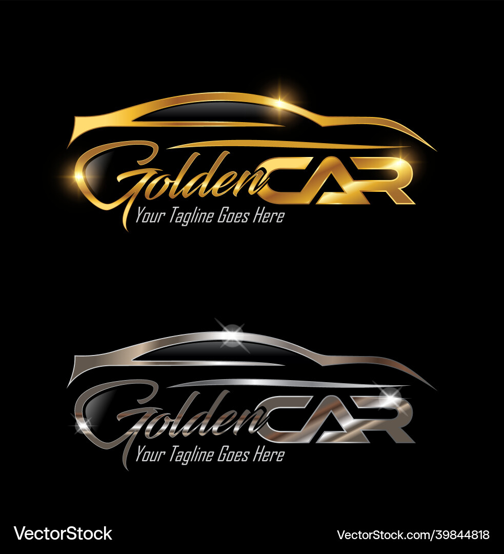 Gold and silver car sign Royalty Free Vector Image