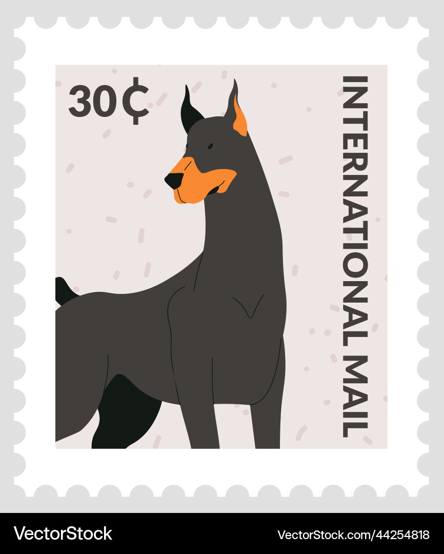 International mail post mark or card with dog Vector Image