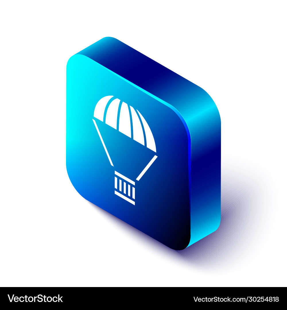 Isometric box flying on parachute icon isolated Vector Image