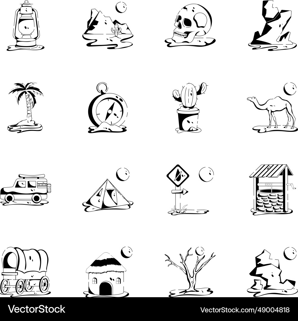 Modern pack of desert elements glyph icons Vector Image