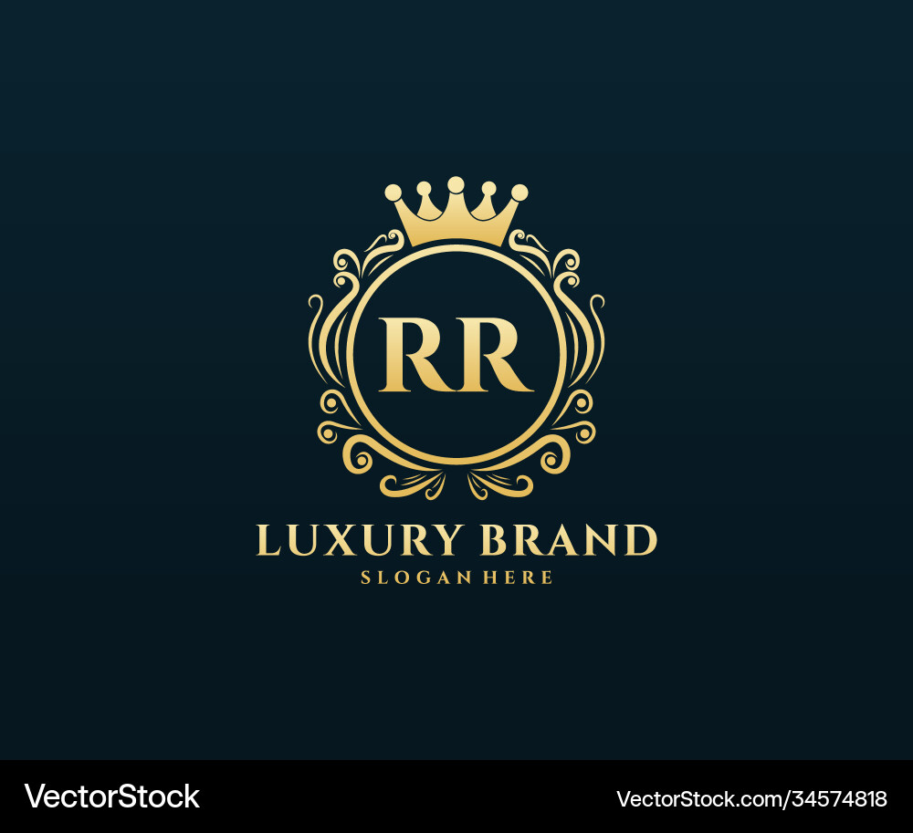 Rr initial letter gold calligraphic feminine Vector Image