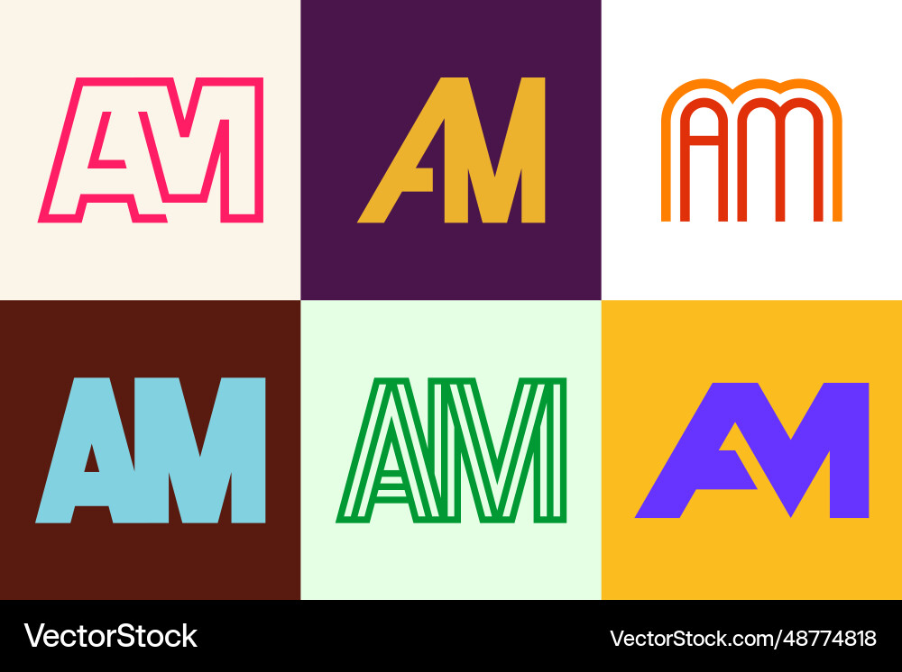 Set of letter am logos Royalty Free Vector Image