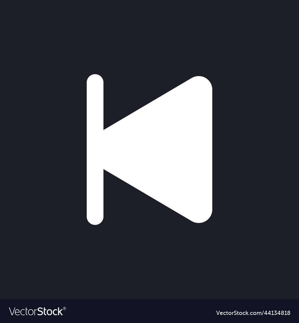 Skip to start dark mode glyph ui icon Royalty Free Vector