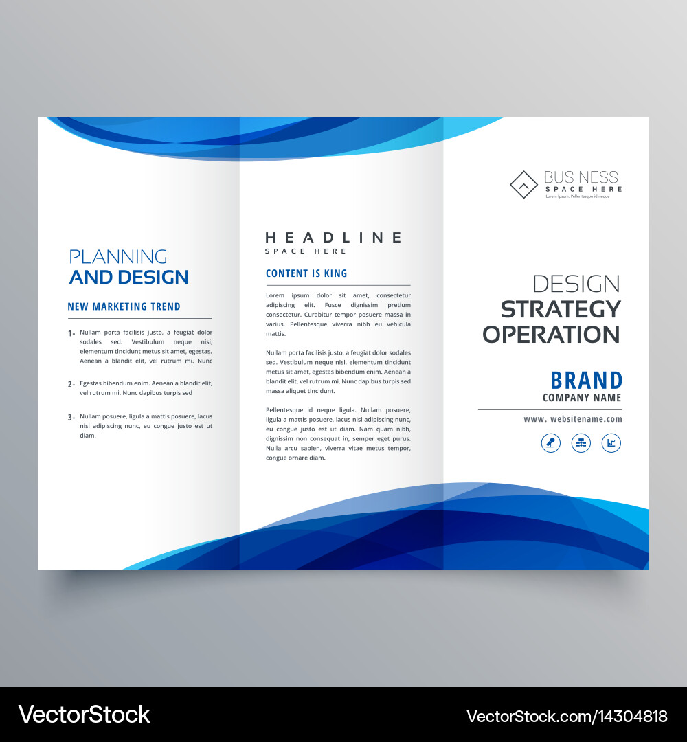 Stylish blue wave business brochure template Vector Image
