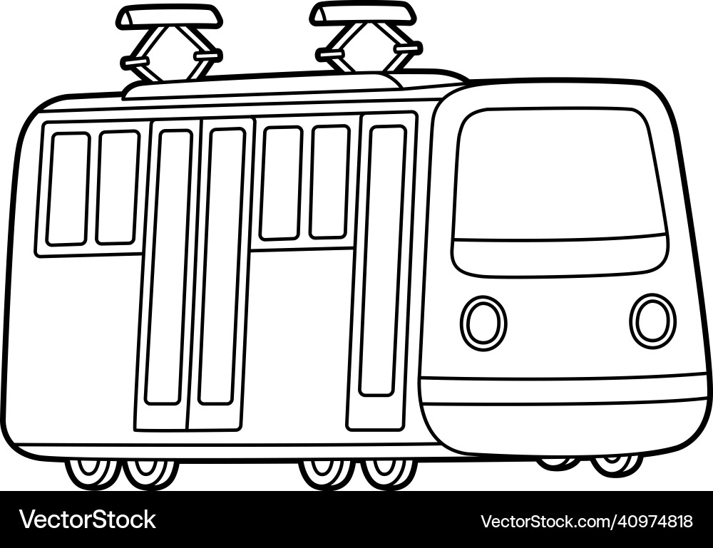 Tram coloring page isolated for kids Royalty Free Vector